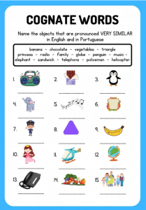 Língua Inglesa – Cognate Words (Palavras cognatas) – Conexão Escola SME