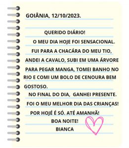 Língua Portuguesa – Relato Pessoal: Diário – Conexão Escola SME