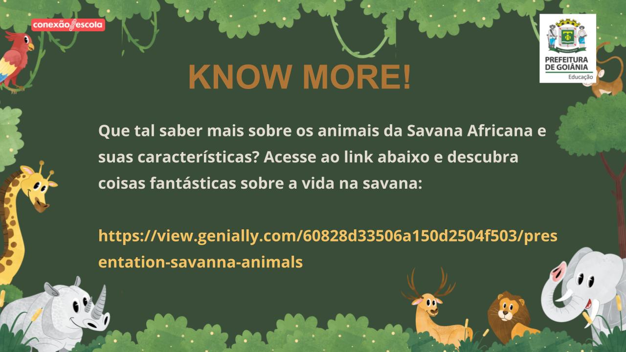 Língua Inglesa – African Savannah animals – Conexão Escola SME