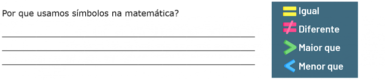 Matemática – Símbolos: igual, diferente, maior que e menor que ...