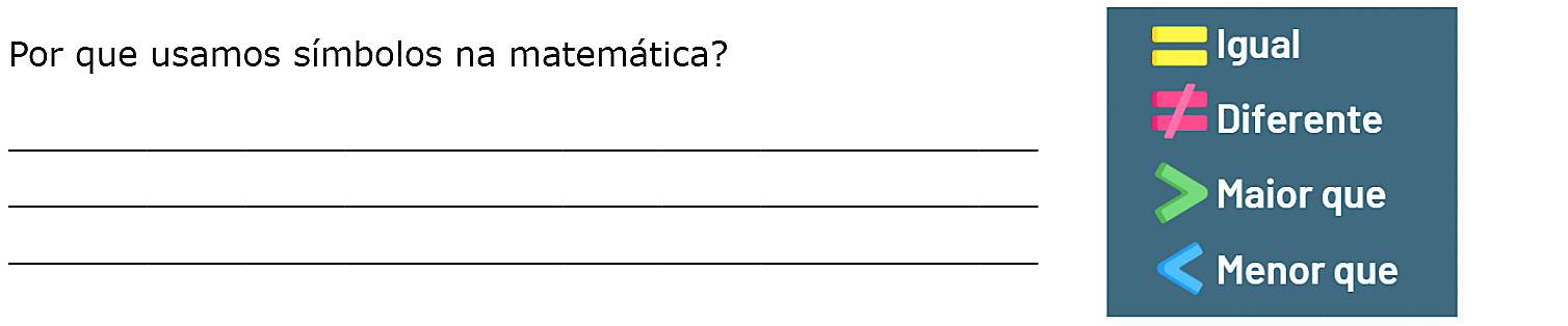 Matemática – Símbolos: igual, diferente, maior que e menor que ...